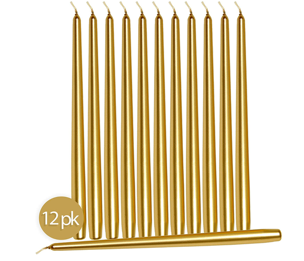 12'' Metallic Gold Taper Candle 12 PACK – Relish New Orleans